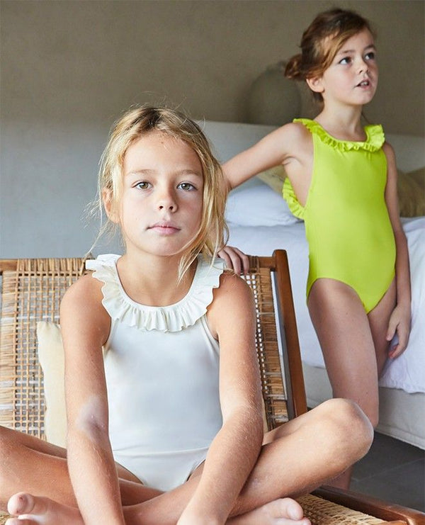 Sun protective swimsuit Alba in vanilla white for girls
