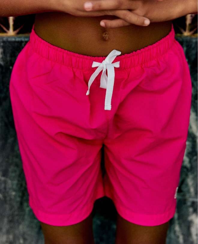 Diego swim shorts for boys in Hibiscus color by Canopea